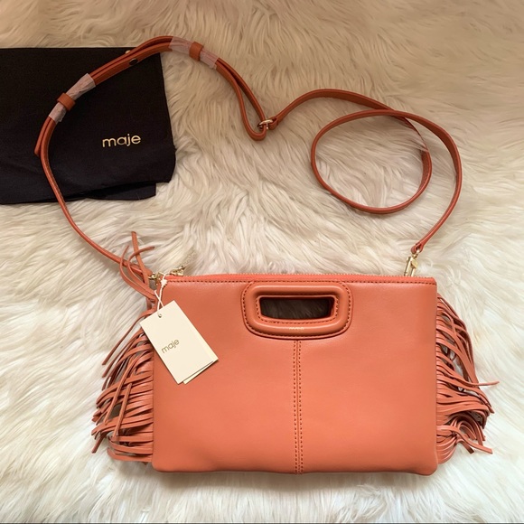 Maje | Bags | New Maje M Duo Fringe Clutch Crossbody Leather Bag | Poshmark